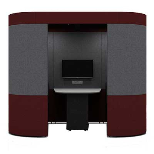 Two Person Curved Work Booth with Roof