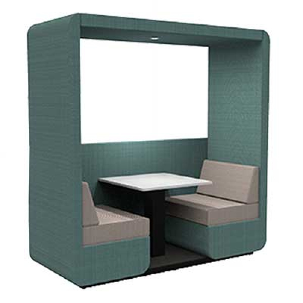 Bob 2 Seat Open Meeting Booth with Half Wall