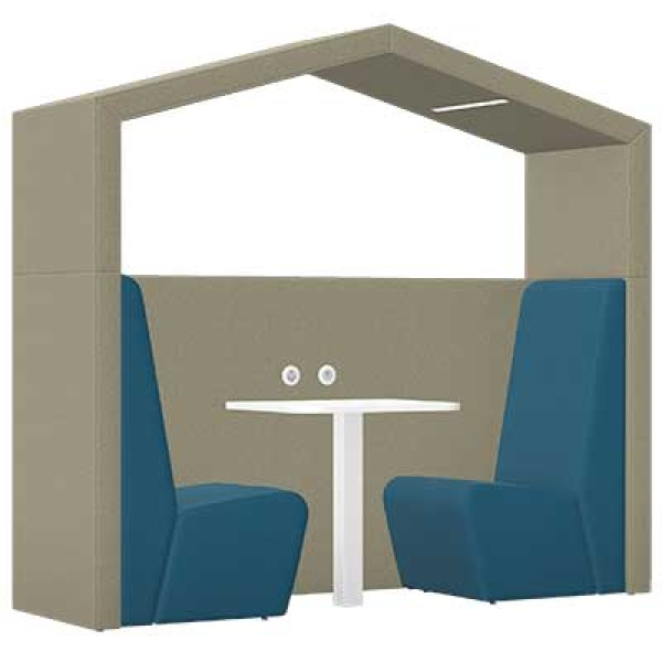 Anex 2 Person Part Open Work Booth with Pitched Roof