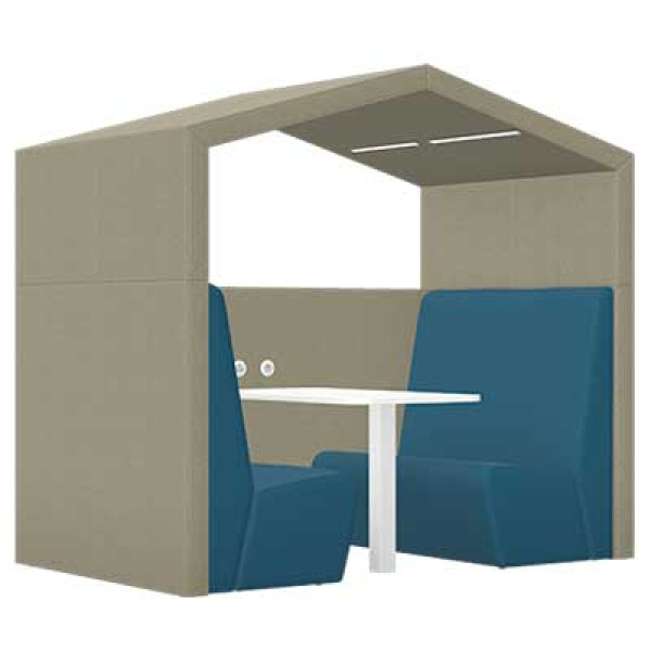 Anex 4 Person Part Open Work Booth with Pitched Roof